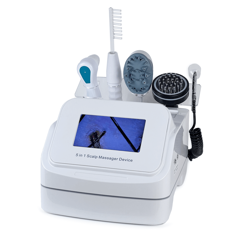 Hair scalp treatment machine with hair follicle magnification